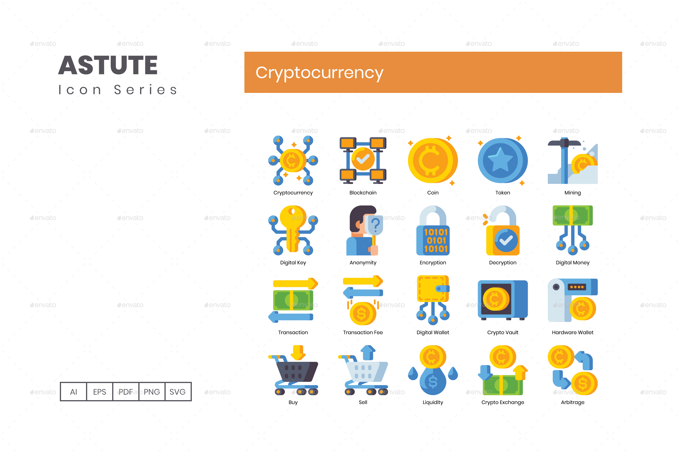 60 Cryptocurrency Icons | Astute Series, Icons | GraphicRiver