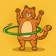 Cat Spins a Hula Hoop Pop Art Vector Illustration, Vectors | GraphicRiver