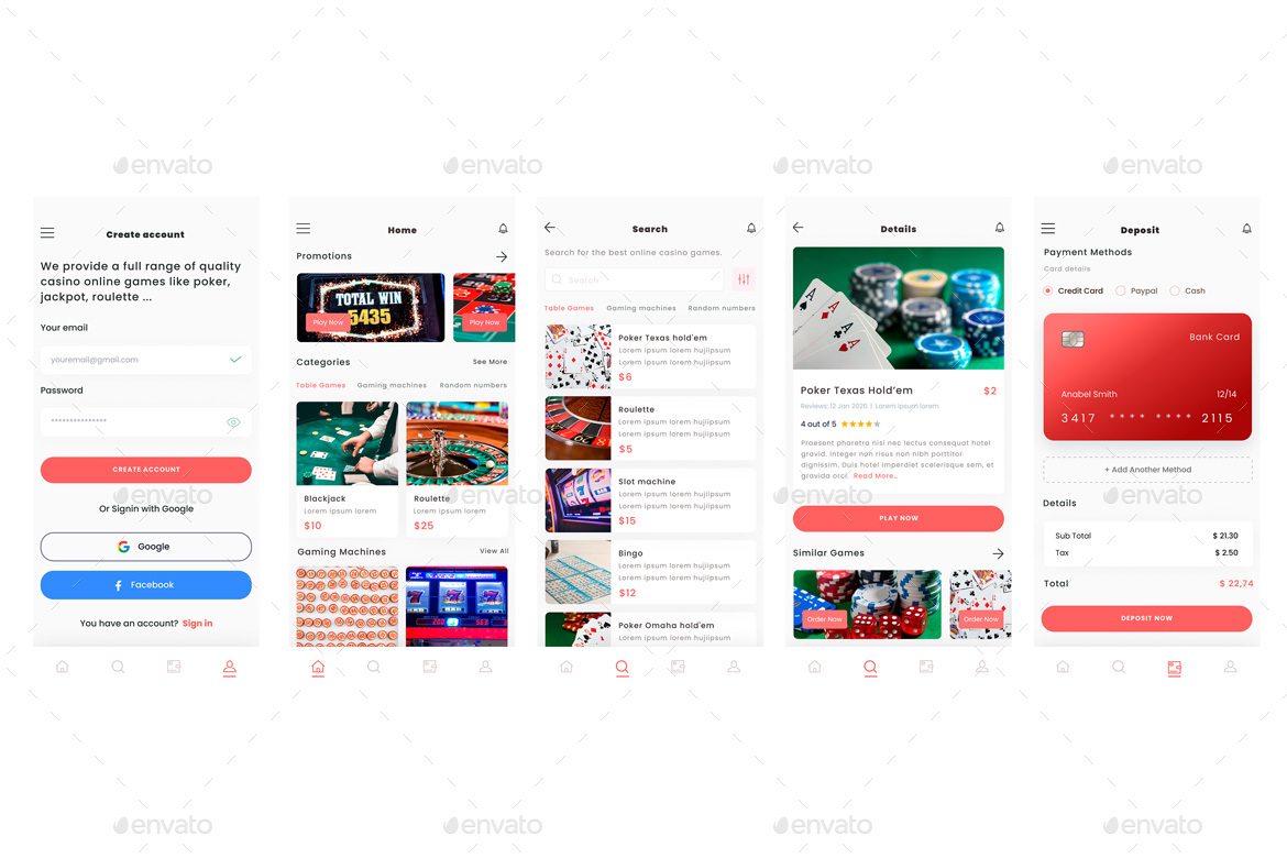 Casino Online, Poker Game, Roulette App & Ui Kit, Web Elements ...
