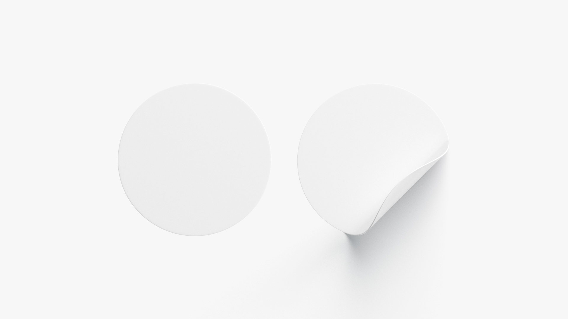 Two White Round Stickers - flat and curled corners glutinous tally by ...