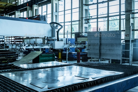 Assembly workshop at big industrial plant. Tractor assembling Stock ...