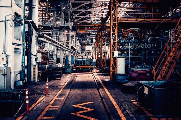 Assembly workshop at big industrial plant. Tractor assembling Stock ...
