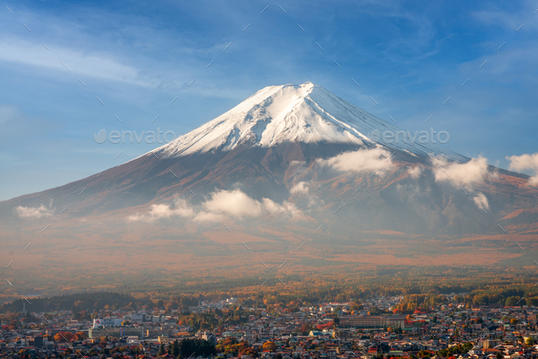 Mt. Fuji towers over Fujiyoshida, Japan Stock Photo by SeanPavone ...