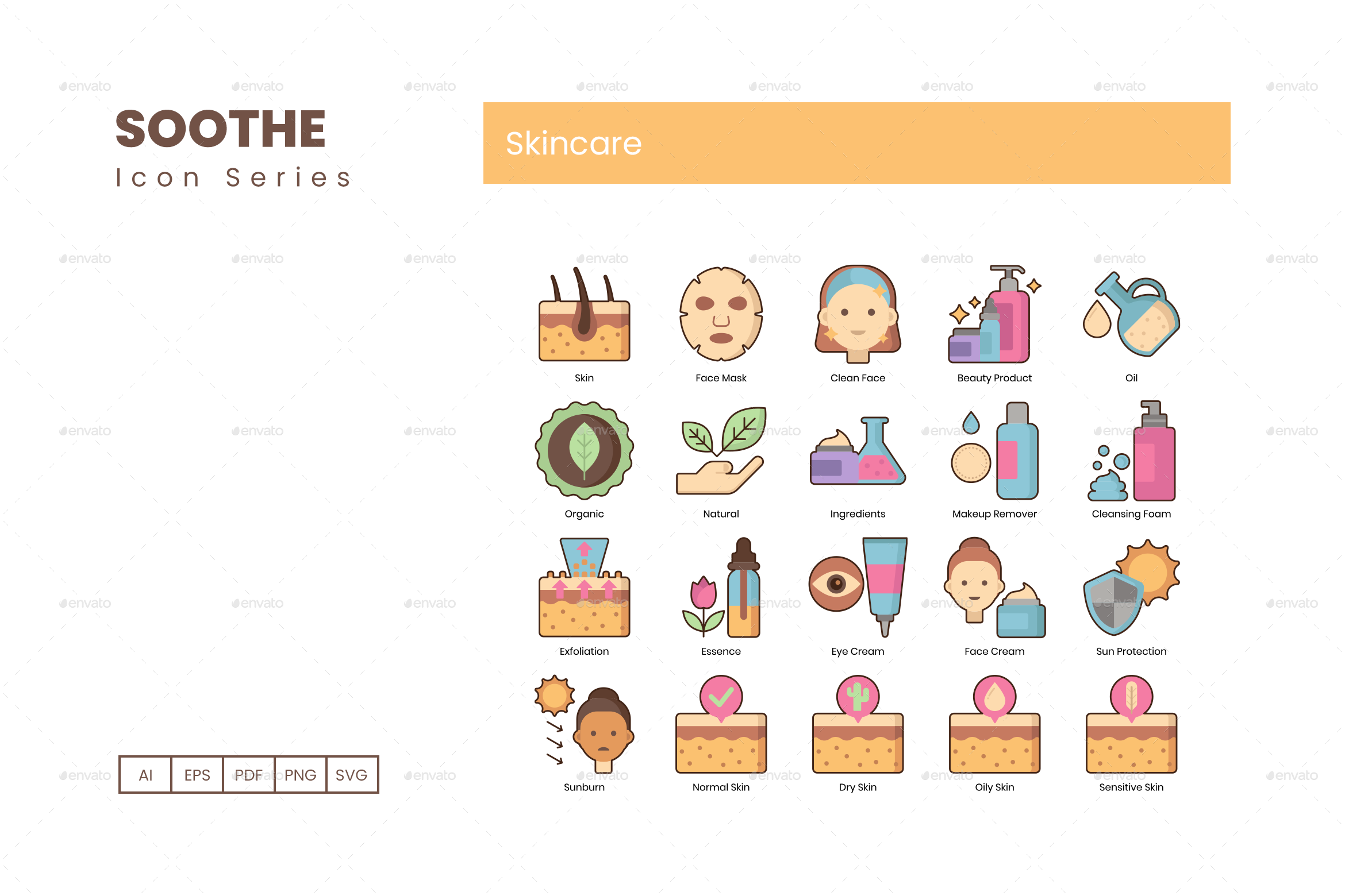 95 Skincare Icons | Soothe Series, Icons | GraphicRiver