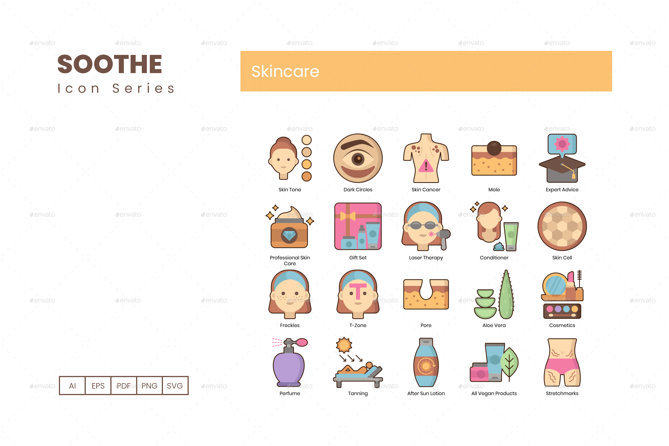 95 Skincare Icons | Soothe Series, Icons | GraphicRiver