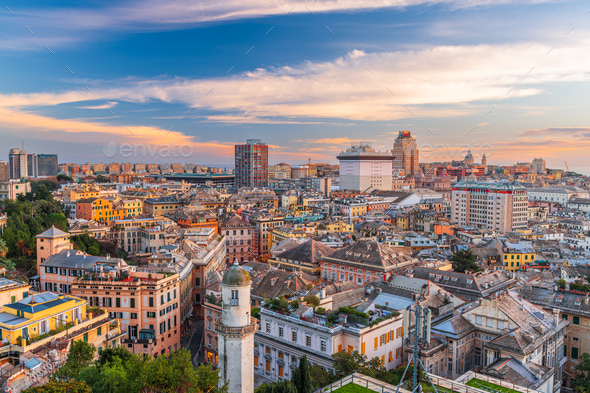 Genoa, Liguria, Italy Downtown City Skyline Stock Photo by SeanPavone
