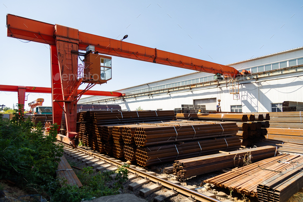 Gantry crane in the steel production factory Stock Photo by collab_media