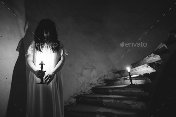 Scary ghost woman in haunted house Stock Photo by erika8213 | PhotoDune