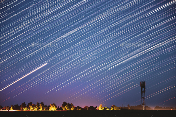 Amazing Unusual Stars Effects In Sky. Star Lines Move In Sky Abo Stock ...