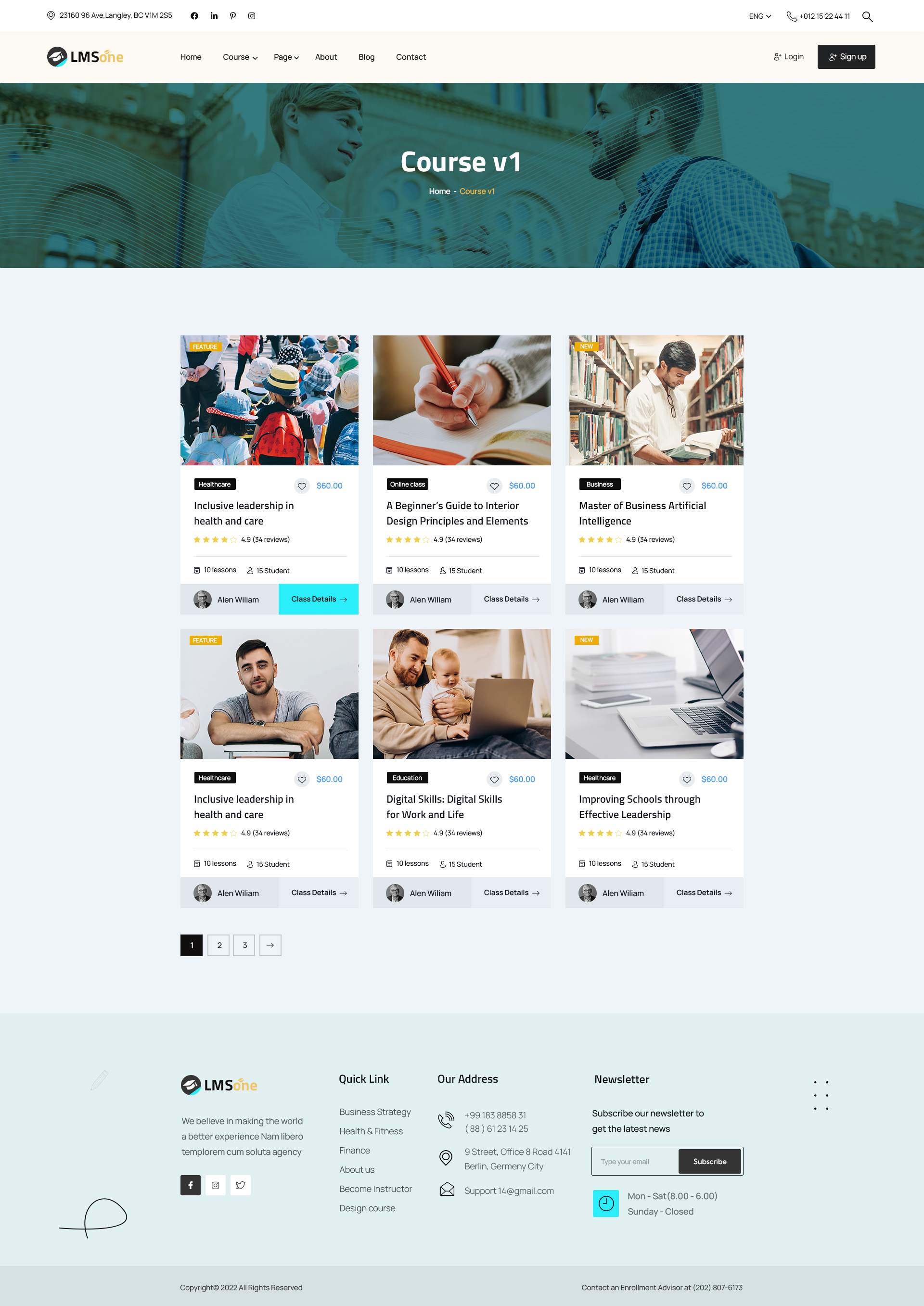 LMSOne – Online Learning And Education PSD Template by JufailiTech