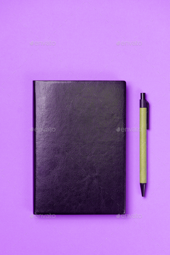 Leather notebook cover on a pink background Stock Photo by arthurhidden