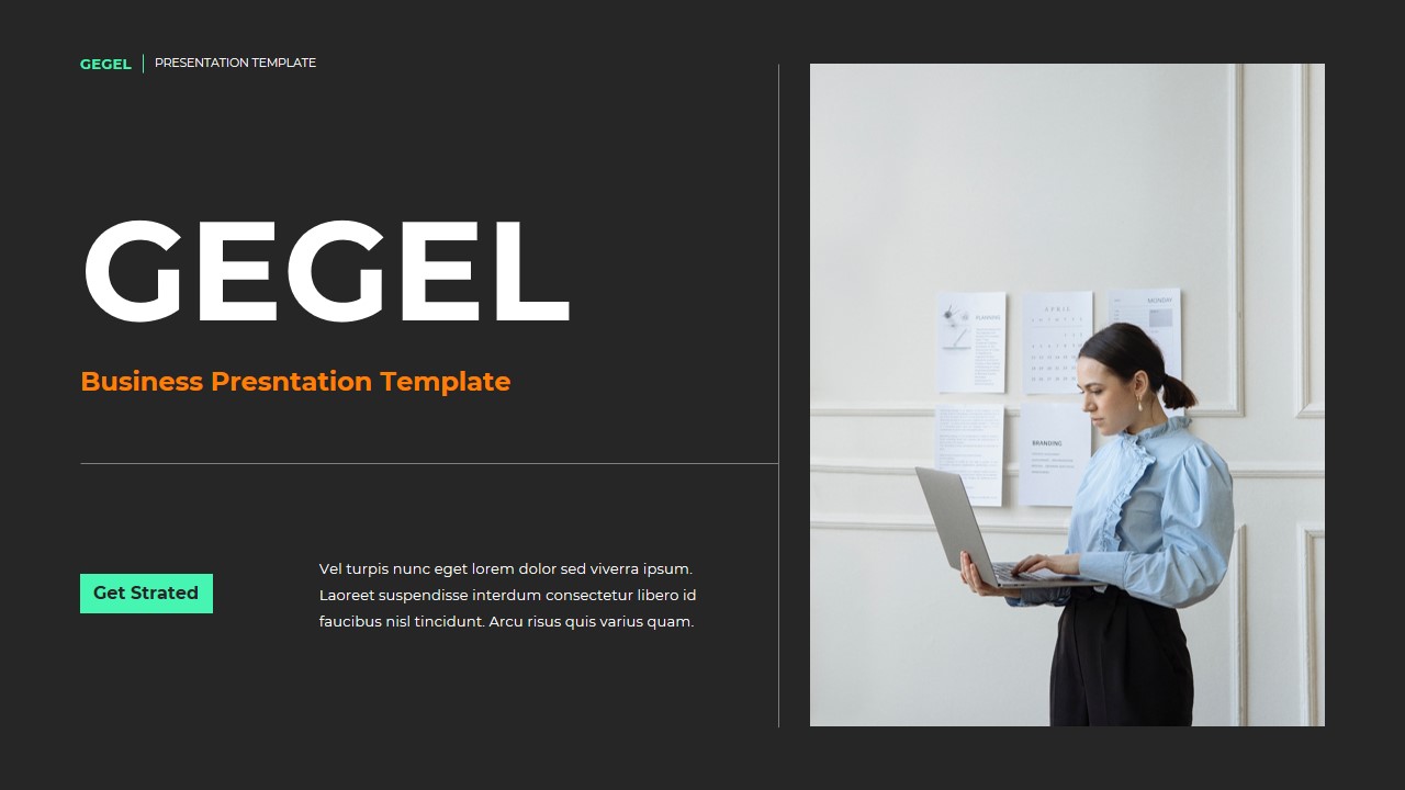 Gegel - Black Orange Strategy Business Presentation, Presentation Templates
