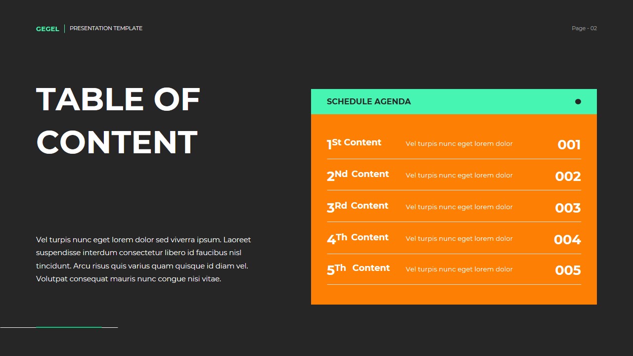 Gegel - Black Orange Strategy Business Presentation, Presentation Templates