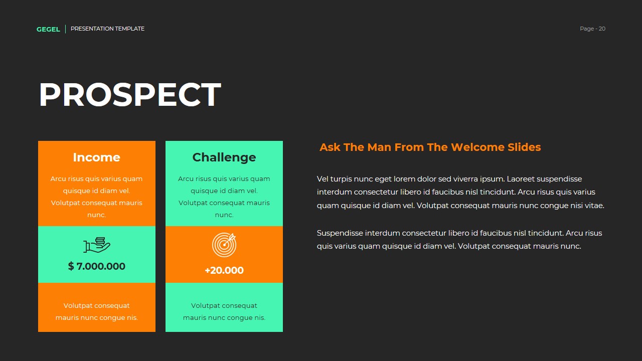 Gegel - Black Orange Strategy Business Presentation, Presentation Templates