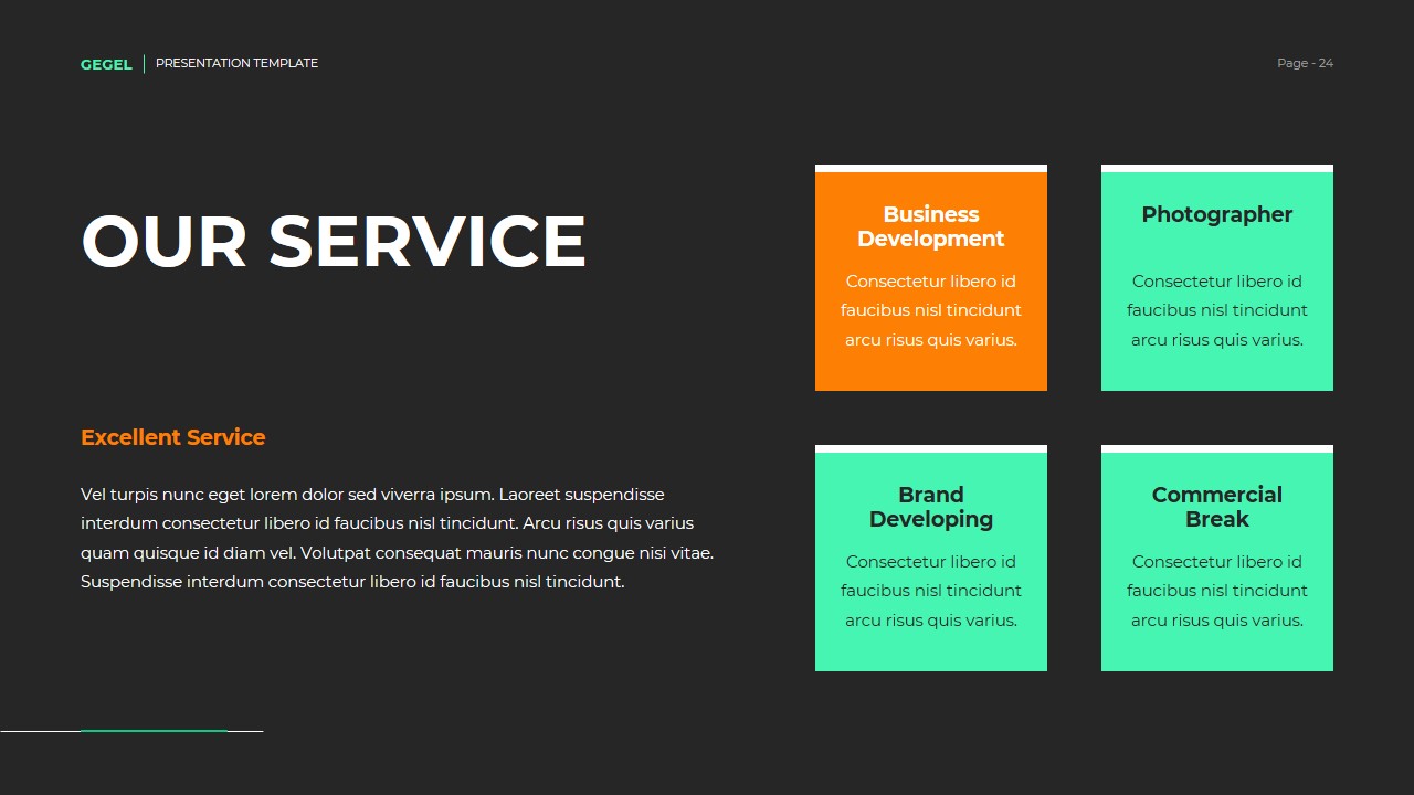 Gegel - Black Orange Strategy Business Presentation, Presentation Templates