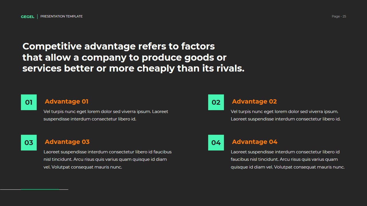 Gegel - Black Orange Strategy Business Presentation, Presentation Templates
