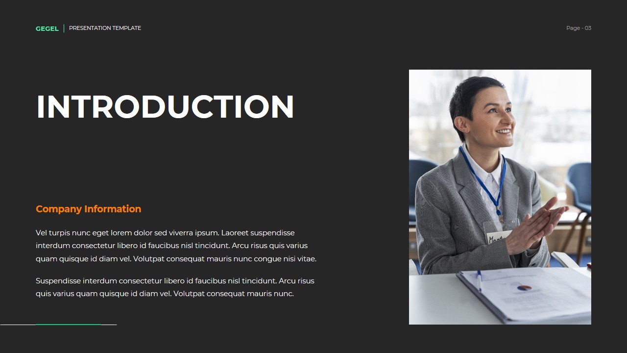 Gegel - Black Orange Strategy Business Presentation, Presentation Templates