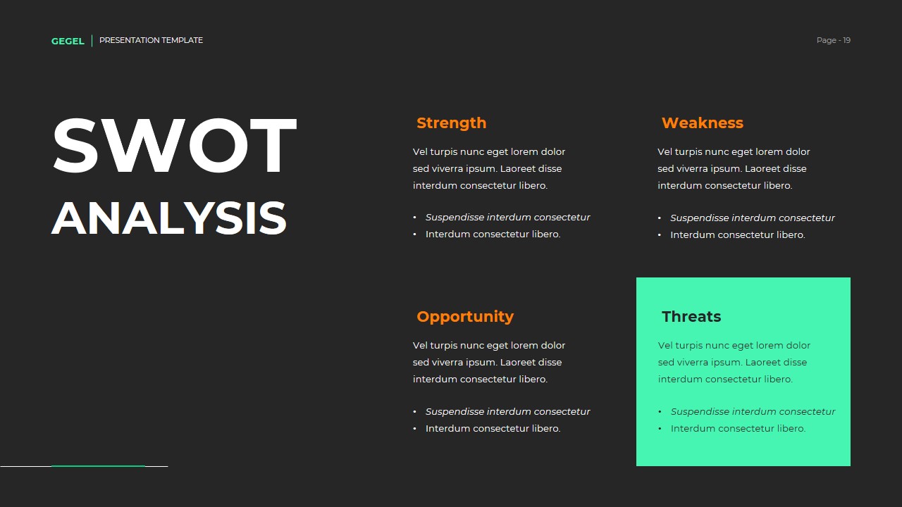 Gegel - Black Orange Strategy Business Presentation, Presentation Templates