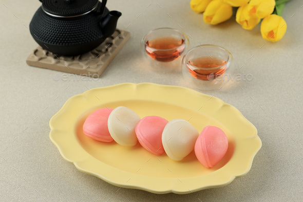 Pink and White Baramtteok Songpyeon Korean Chuseok Food Stock Photo by ...