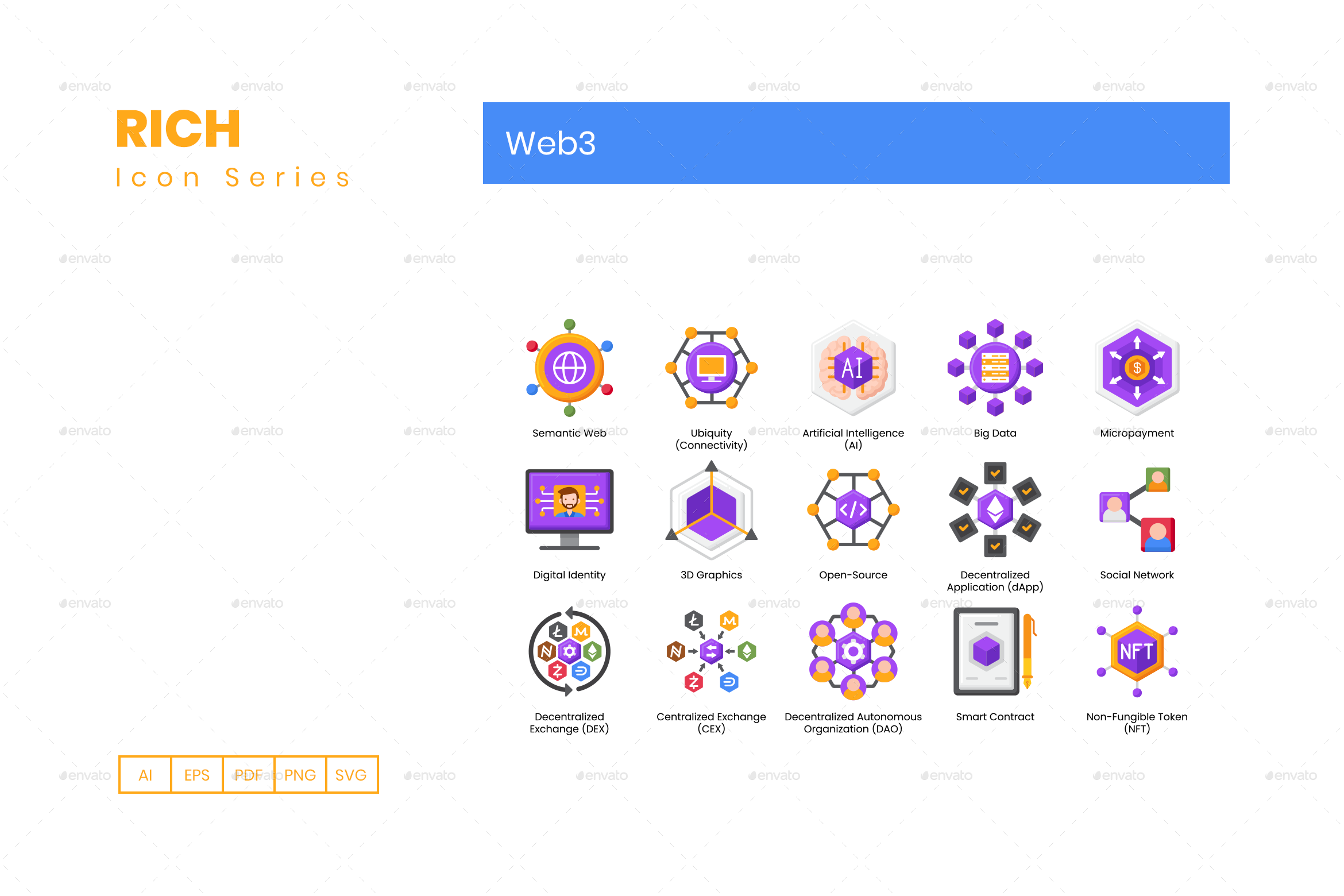 65 Web3 Icons | Rich Series, Icons | GraphicRiver