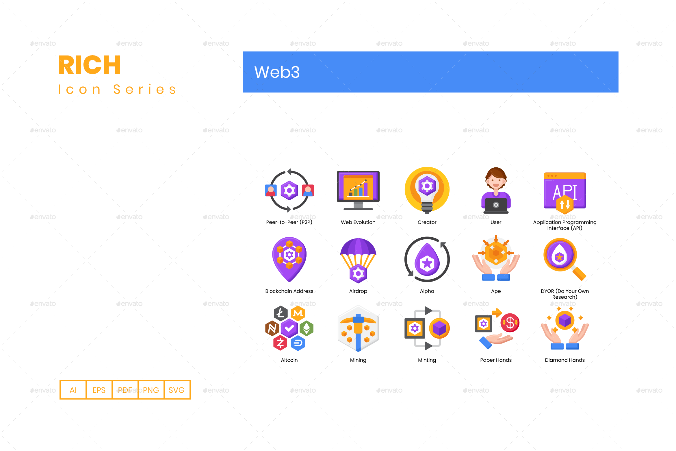 65 Web3 Icons | Rich Series, Icons | GraphicRiver
