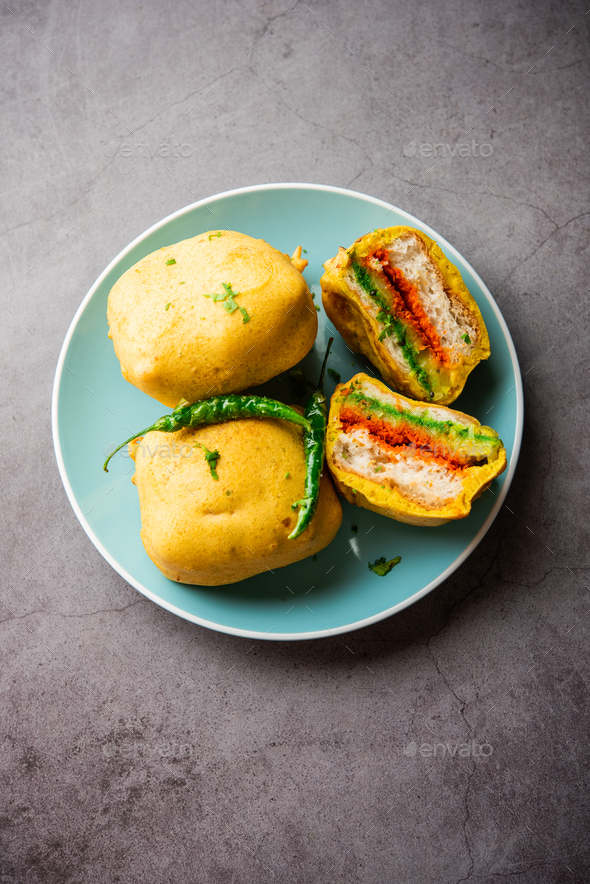 Ulta Vada Pav is made with a spicy potato stuffed bun, called pav ...