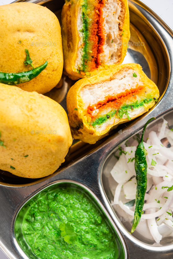 Ulta Vada Pav is made with a spicy potato stuffed bun, called pav ...
