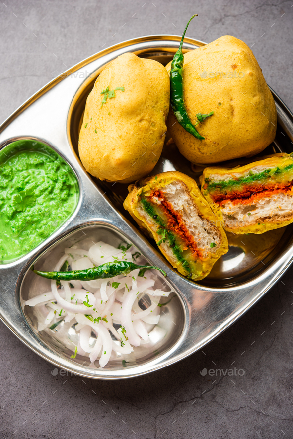 Ulta Vada Pav is made with a spicy potato stuffed bun, called pav ...