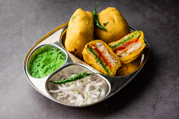 Ulta Vada Pav is made with a spicy potato stuffed bun, called pav ...