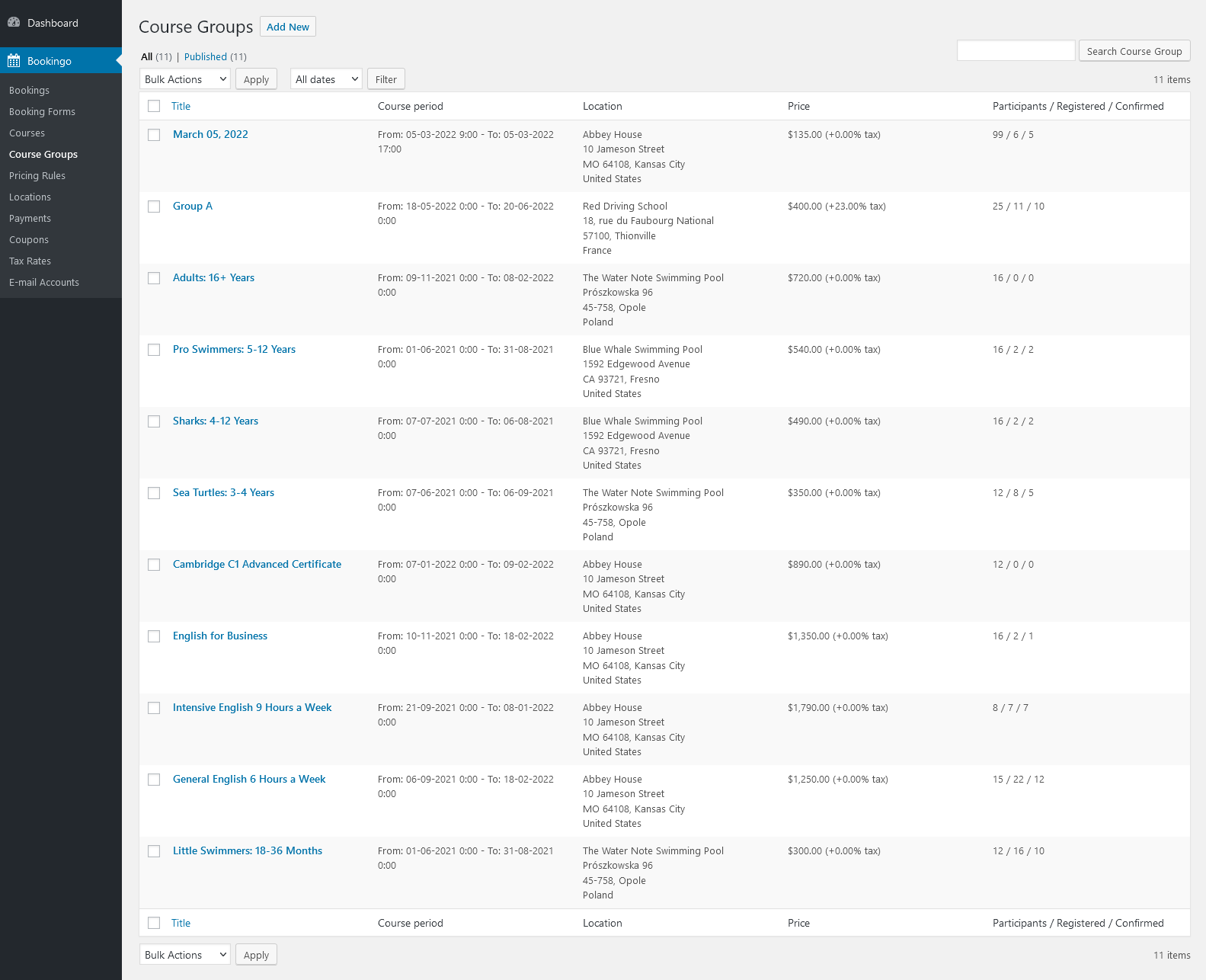 Bookingo - Course Booking System for WordPress by QuanticaLabs | CodeCanyon