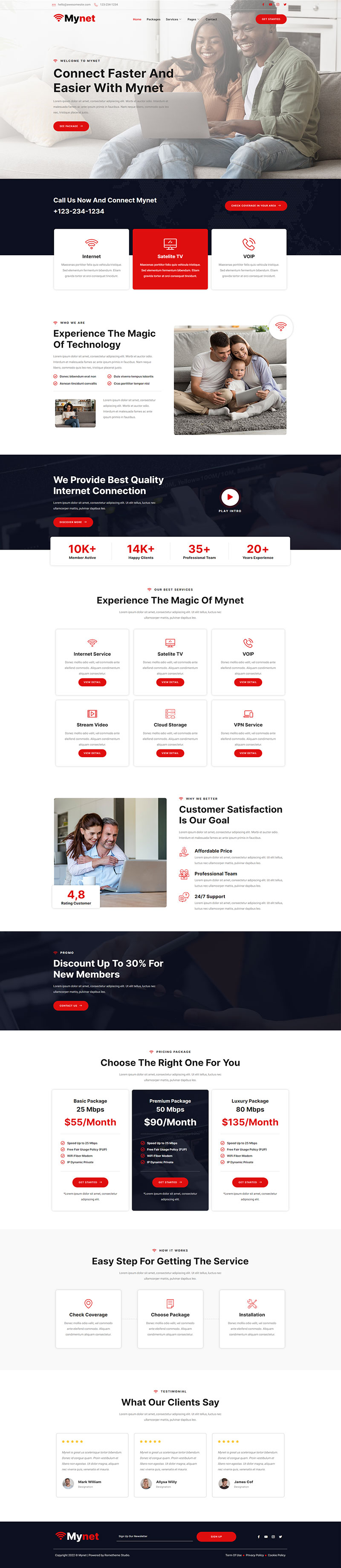 Mynet - Broadband & Internet Service Provider Elementor Template Kit by ...