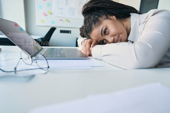 Modern company employee suffering from work overload Stock Photo by ...