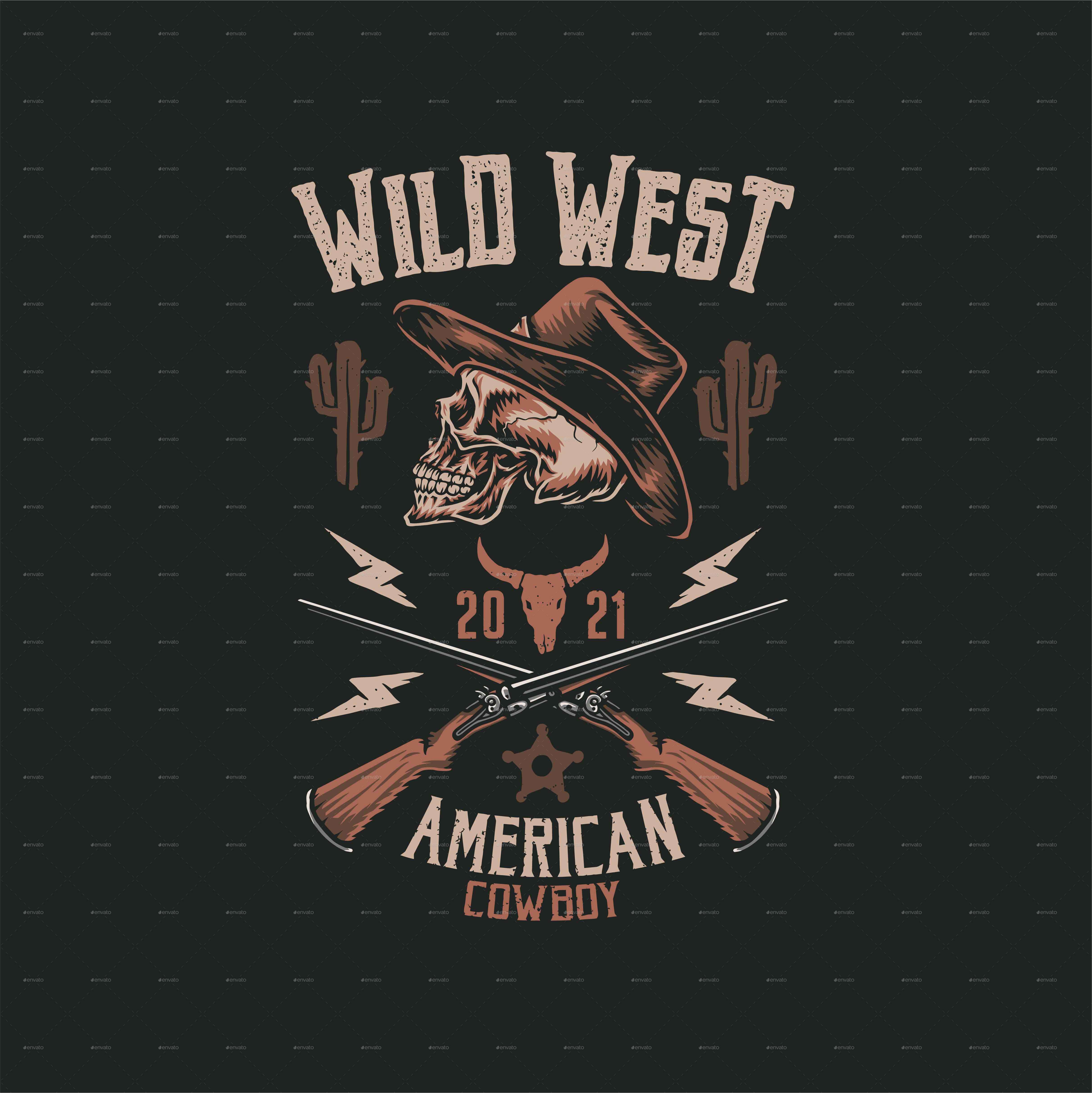 Wild West Skull Cowboy, Vectors | GraphicRiver