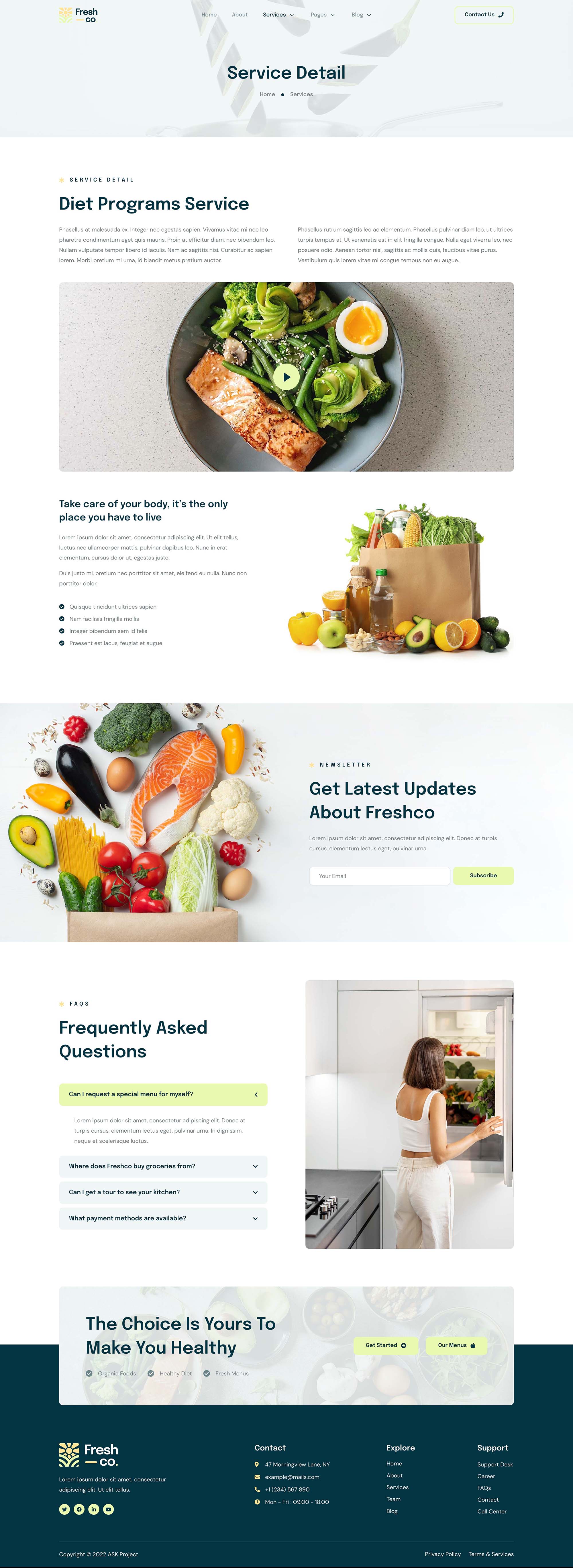 Freshco - Healthy Food & Nutrition Service Elementor Template Kit by ...