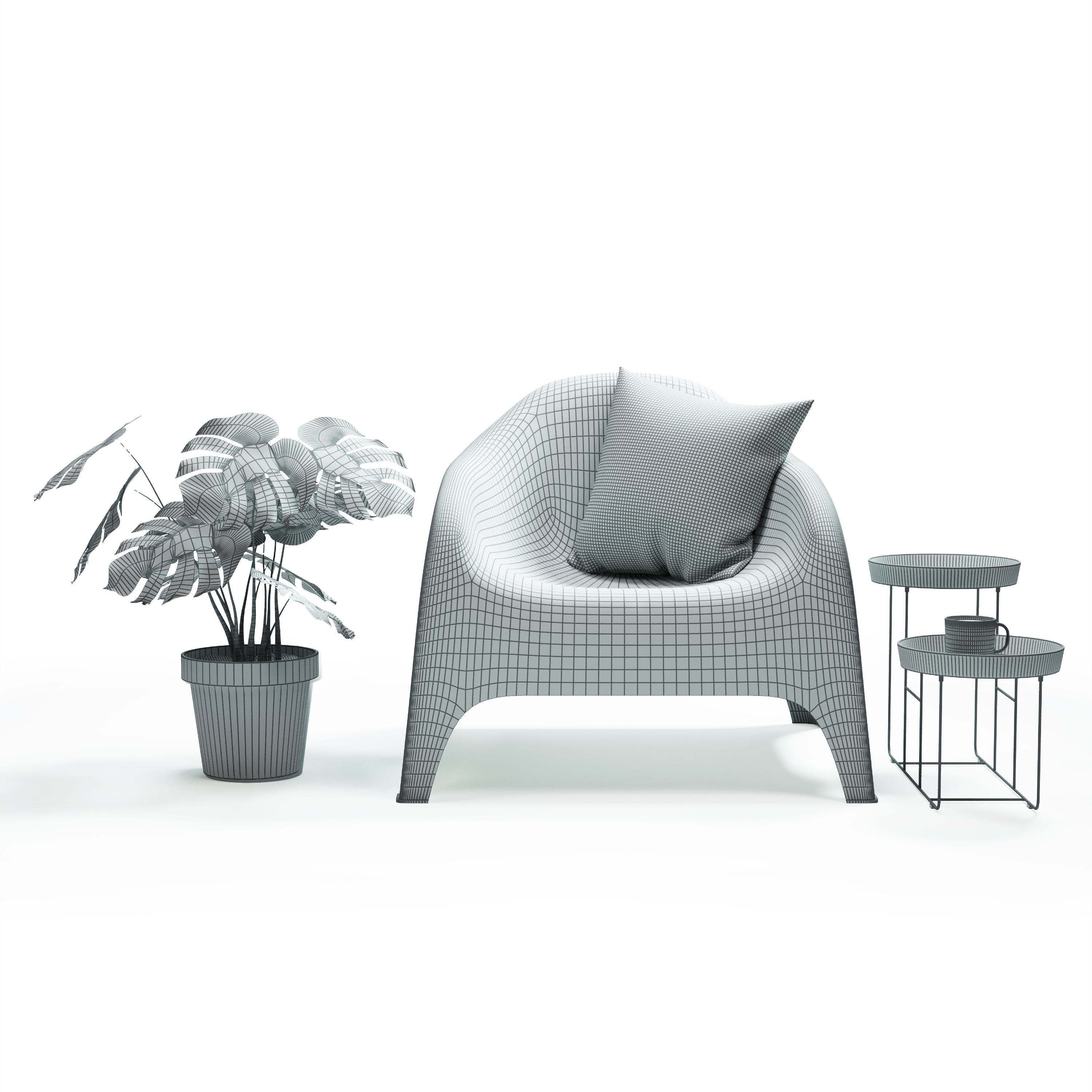 IKEA set with SKARPO Garden armchair, FEJKA, VITLOK and DINERA by ame ...