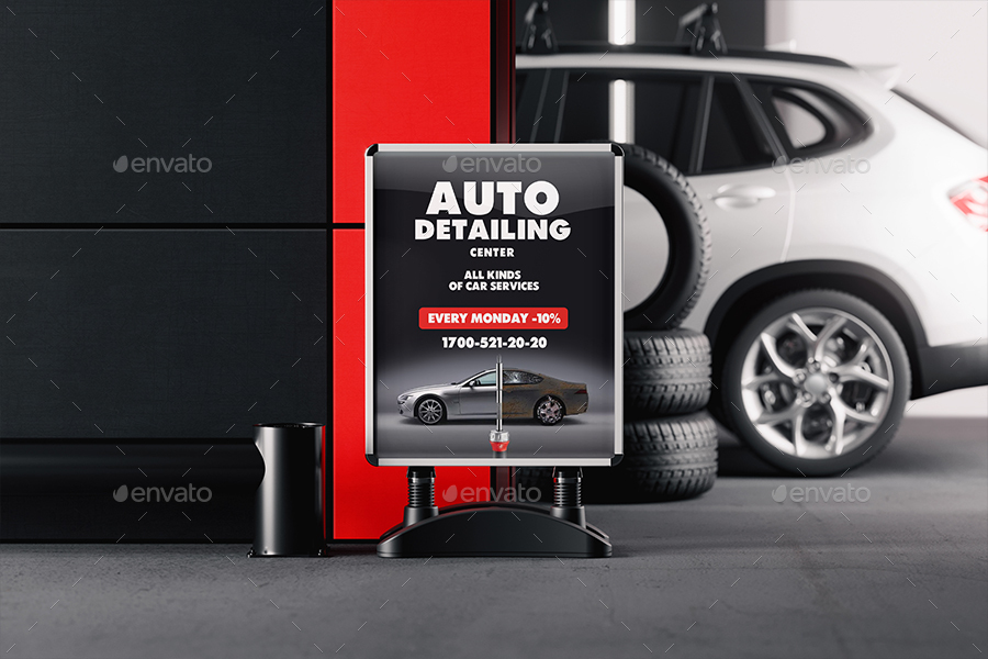 Car Service Stand Poster Mockup, Graphics | GraphicRiver