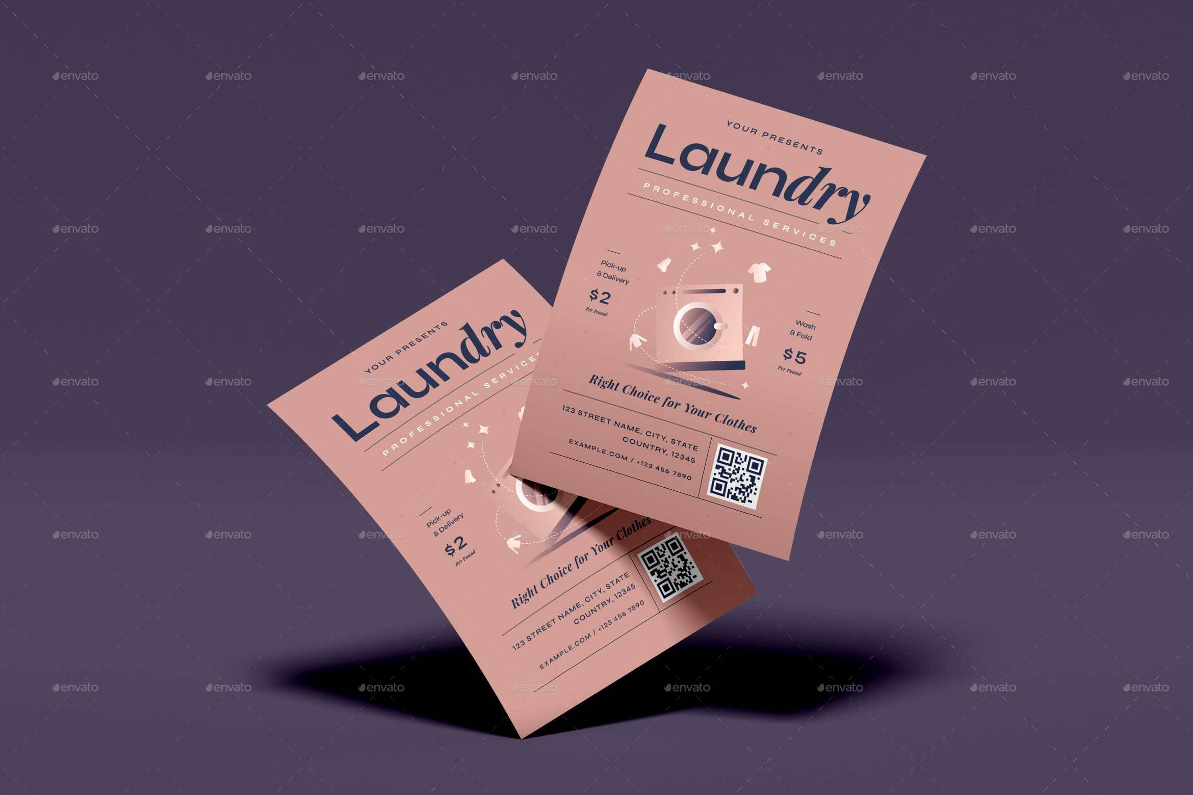 Laundry Services Flyer Set, Print Templates | GraphicRiver