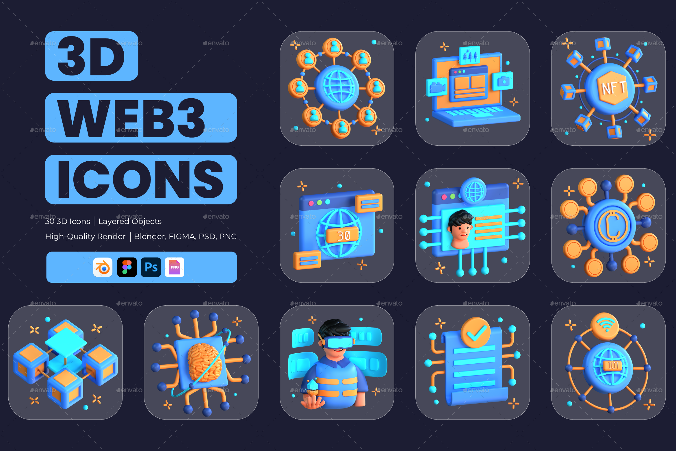 3D Icons Illustration Web 3.0, Graphics | GraphicRiver