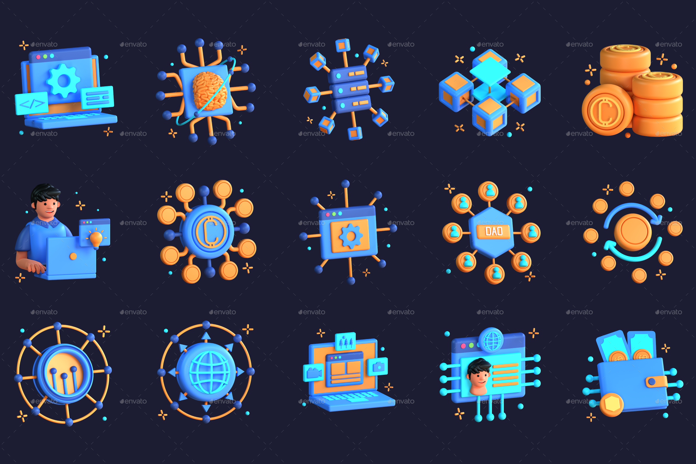 3D Icons Illustration Web 3.0, Graphics | GraphicRiver