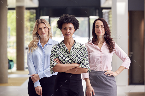 Portrait Of Multi-Cultural Female Business Team Inside Modern Office ...