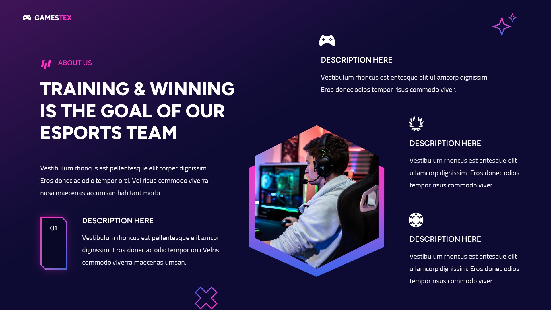 Gamestex - Esport & Gaming PowerPoint Template, Presentation Templates