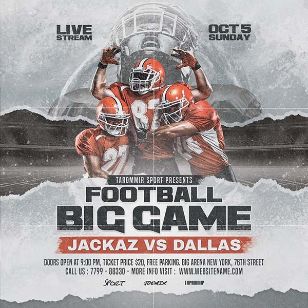 Big Game Football Flyer, Print Templates | GraphicRiver