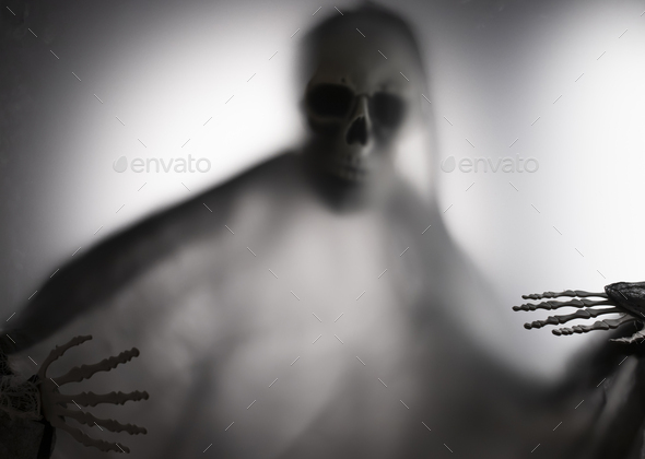 Shadow blur of horror skeleton. Halloween background. Stock Photo by ...