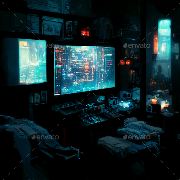 The futuristic look laboratory with full of technology - Digital ...