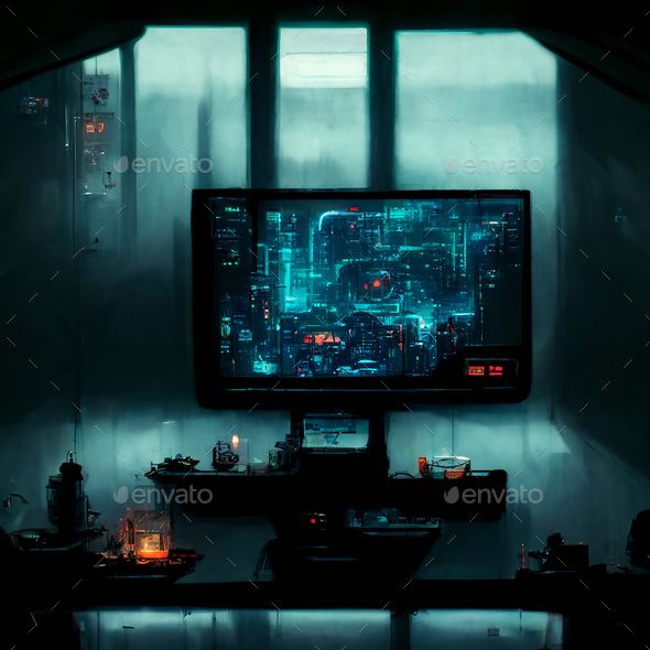 The futuristic look laboratory with full of technology - Digital ...