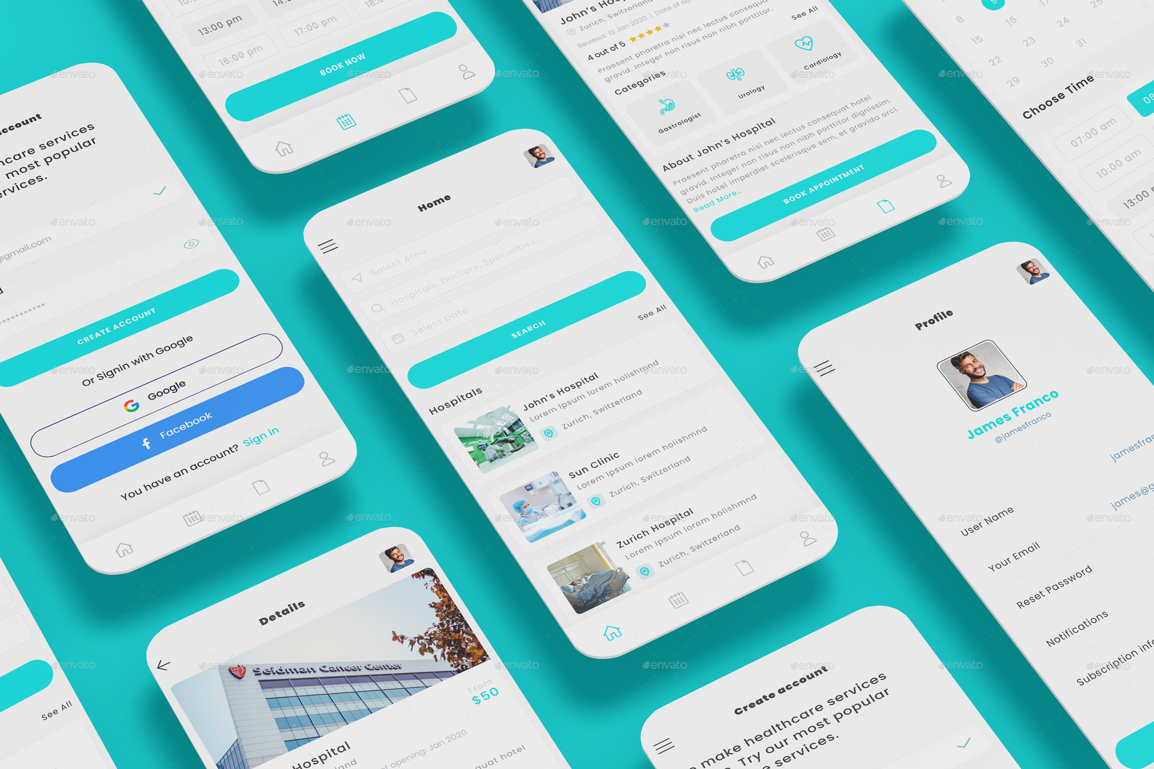 Hospital Finder, Health & doctor appointment App, Web Elements ...