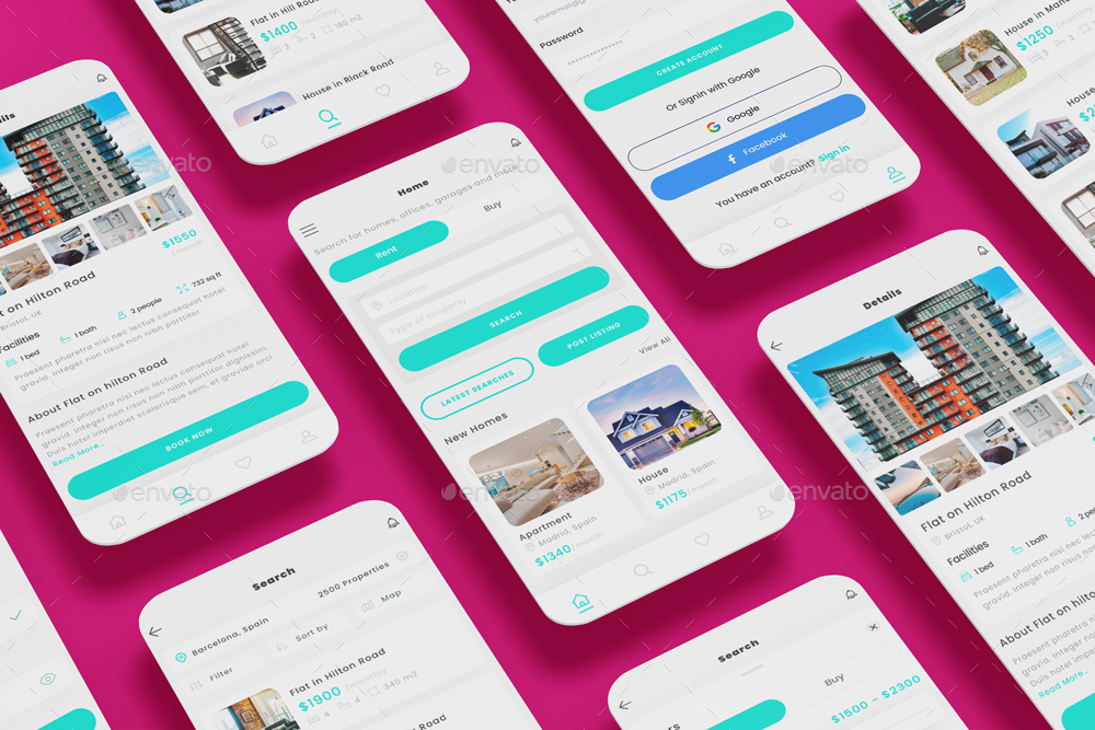 Real State, Buy House & Properties App & Ui Kit, Web Elements ...