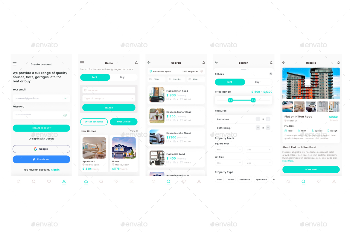 Real State, Buy House & Properties App & Ui Kit, Web Elements ...