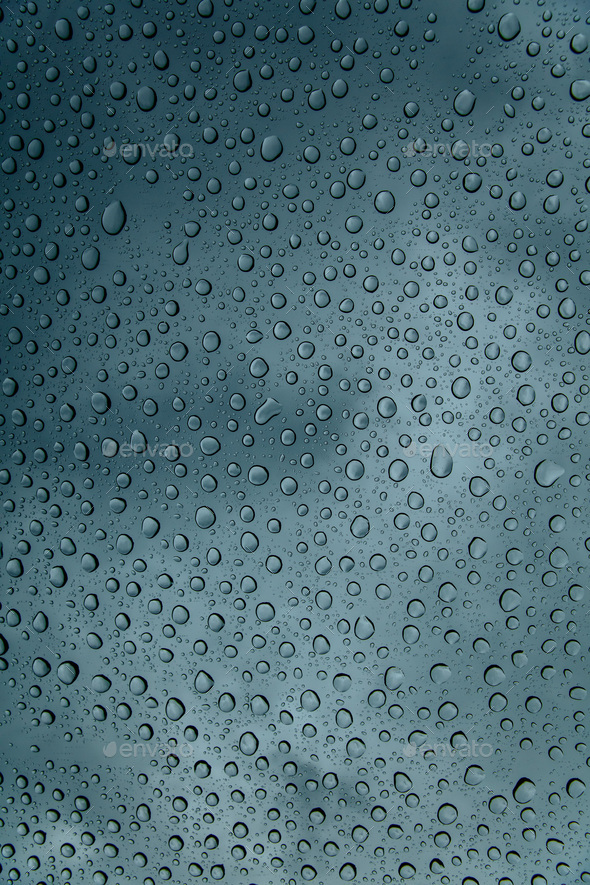 Natural background of rain splash drops on window glass Stock Photo by ...