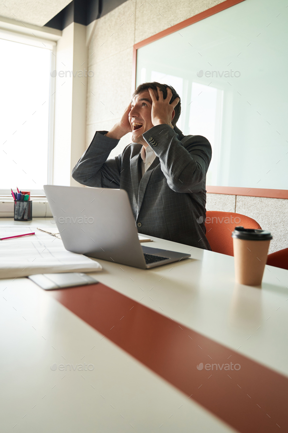 Clerical employee having nervous meltdown during office work Stock ...